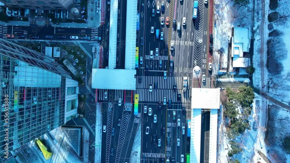 [korea drone footage] Korea, Seoul, City, Yeouido, crosswalk, People ...