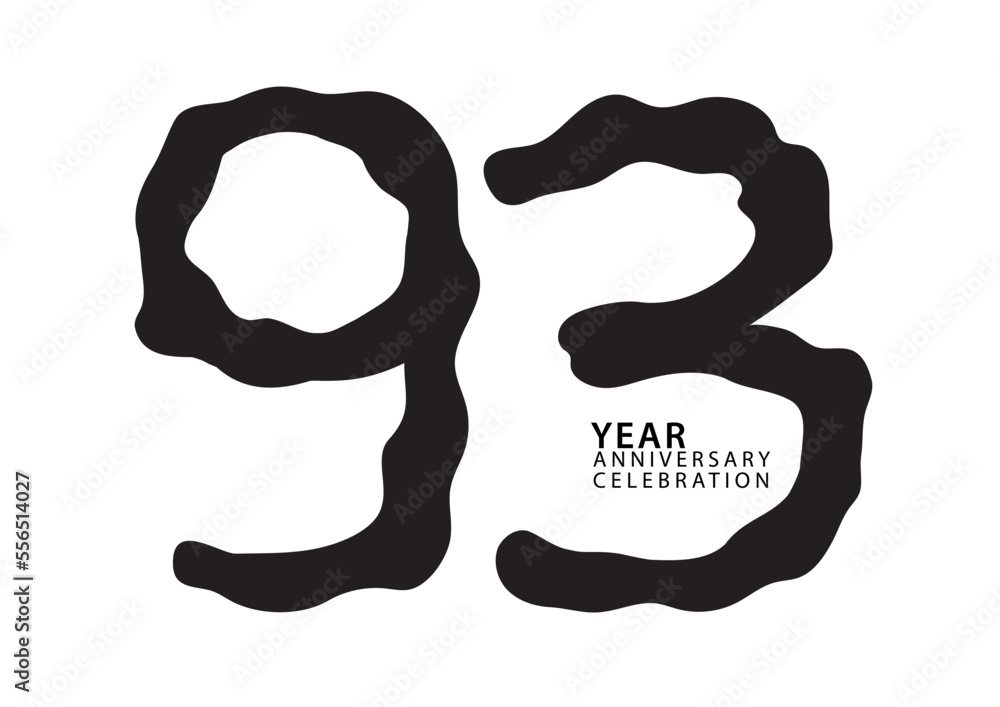 93 year anniversary celebration black color logotype vector, 93 number ...