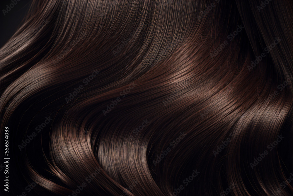 Beautiful shiny dark brown hair texture closeup. Generative AI Stock ...