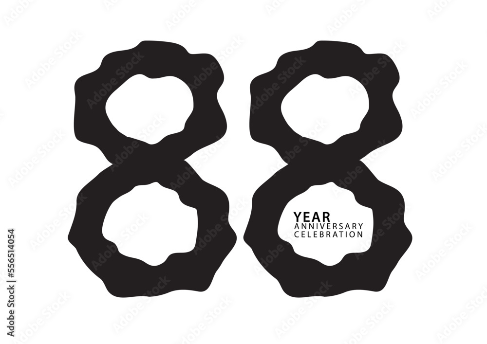 88 year anniversary celebration black color logotype vector, 88 number ...