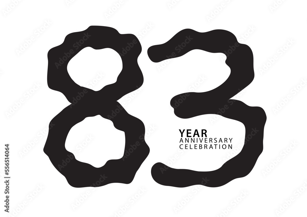 83 year anniversary celebration black color logotype vector, 83 number ...