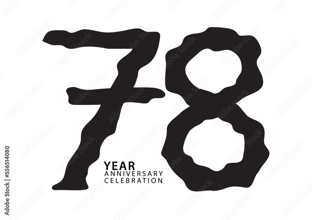 Vecteur Stock 78 year anniversary celebration black color logotype ...