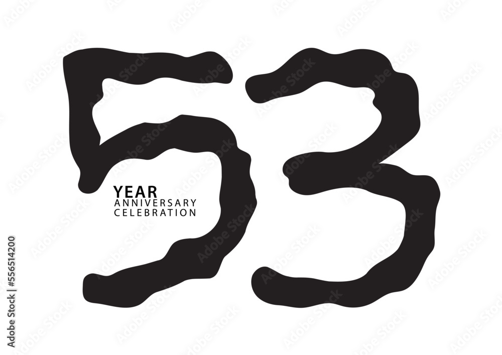 53 year anniversary celebration black color logotype vector, 53 number ...