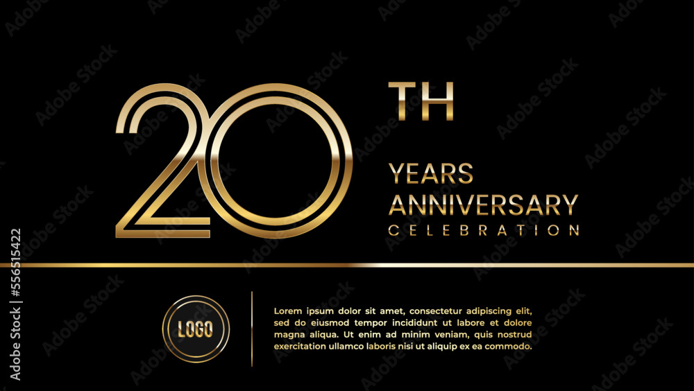 20th anniversary celebration template design with double line concept ...