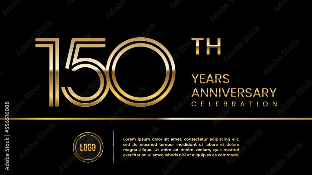 150th anniversary celebration template design with double line concept ...