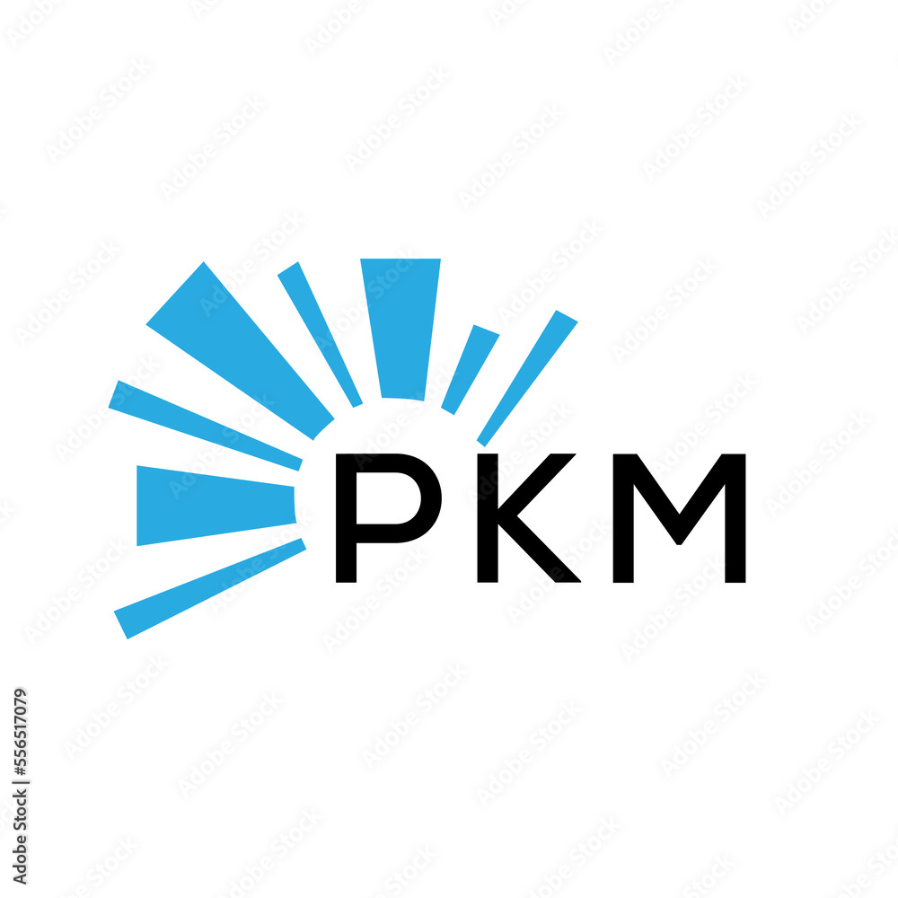 PKM letter logo. PKM blue image on white background and black letter ...
