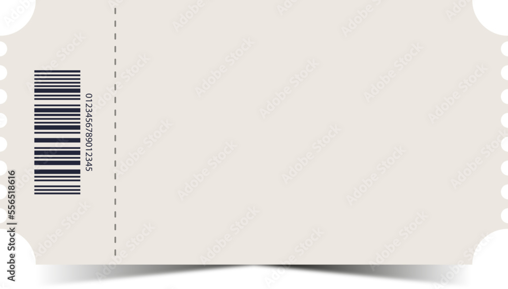Blank ticket mockup realistic vector template isolated on white ...