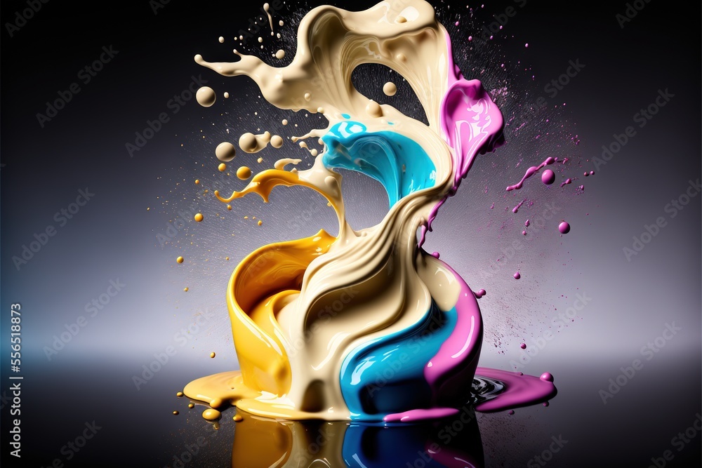 a liquid splashing into a puddle of water on a black background with a ...