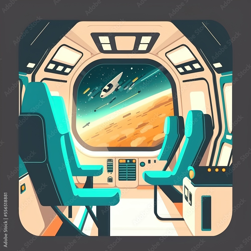 Empty space shuttle spaceship during flight in the galaxy. AI Stock ...