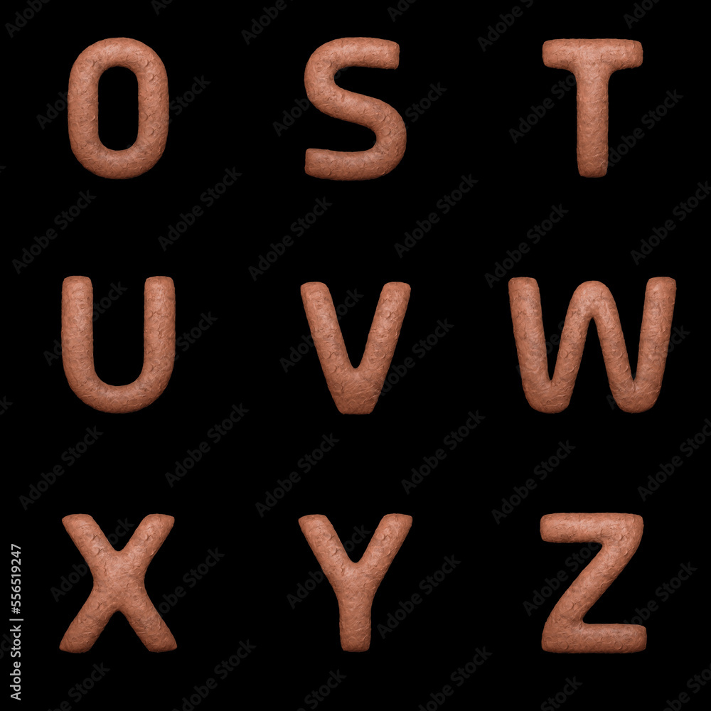 3D Render Set of Clay Alphabet - Font including Letters, Numbers and ...