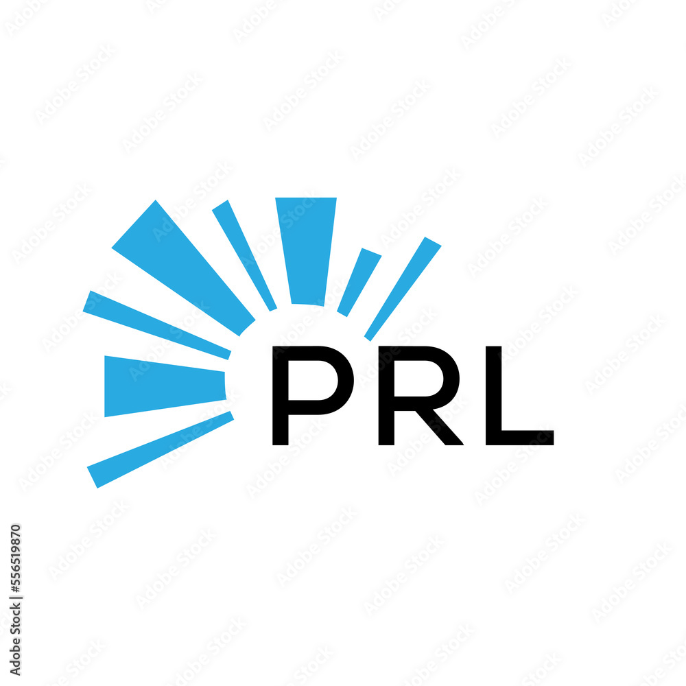 PRL letter logo. PRL blue image on white background and black letter ...