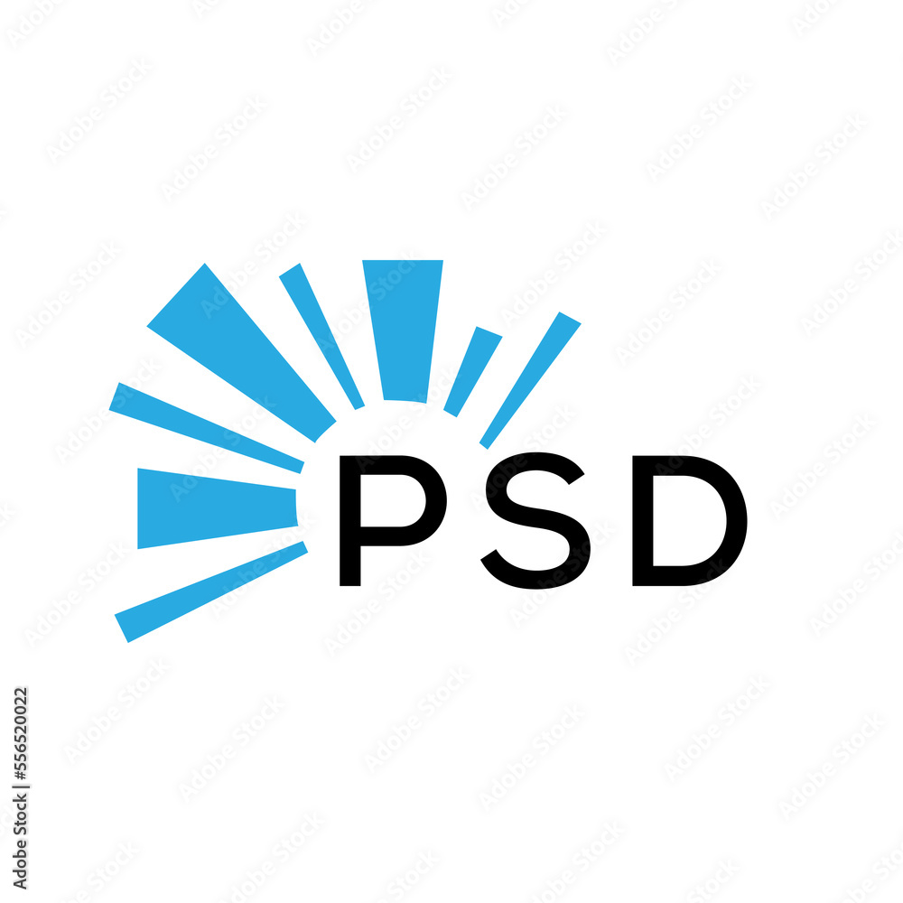 PSD letter logo. PSD blue image on white background and black letter ...
