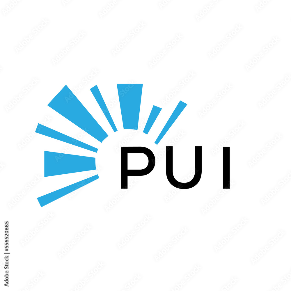 PUI letter logo. PUI blue image on white background and black letter ...