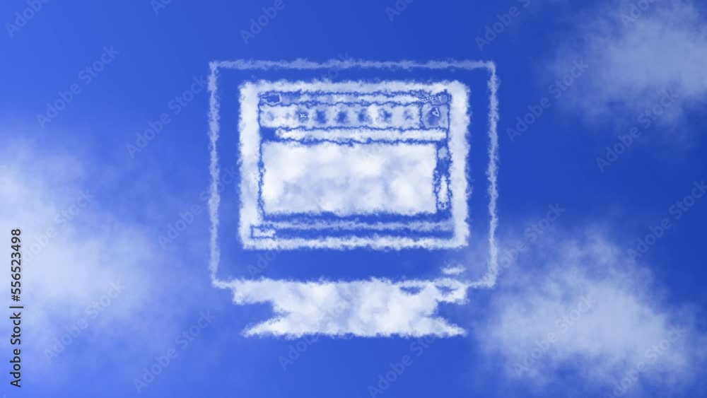 Desktop Computer Sign or Icon or Symbol with Cloud Effect Symbol ...