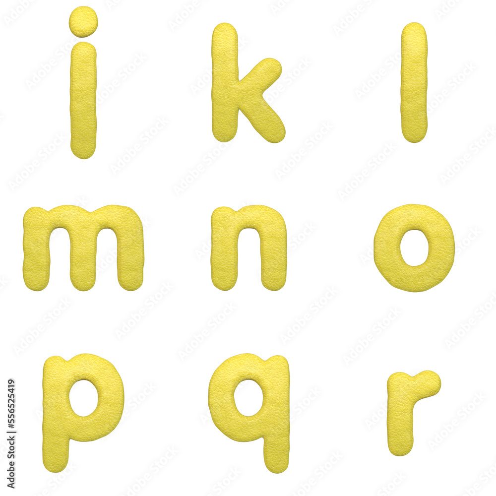 3D Render Set of Lemon Alphabet - Font including Letters, Numbers and ...