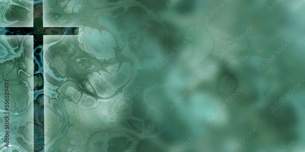 dark cross on marbled green background with blurred copy space Stock ...