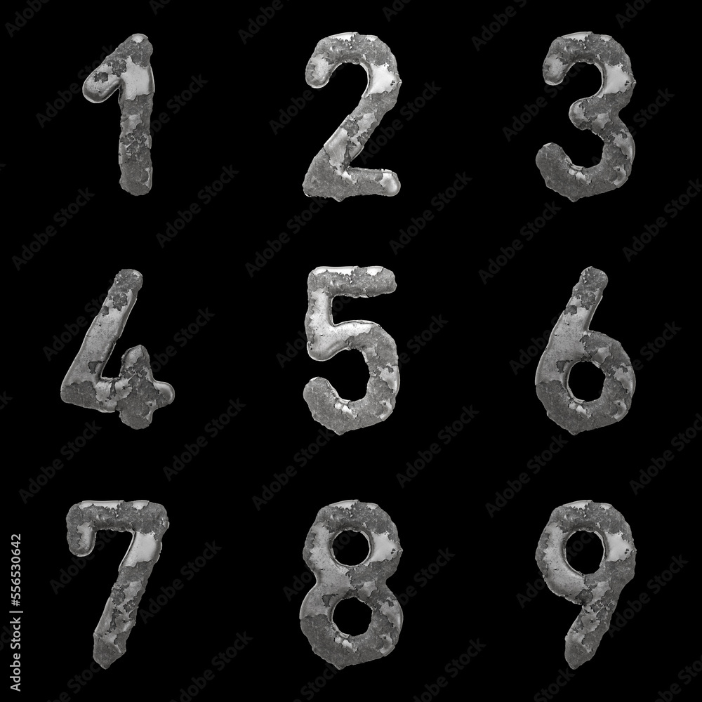 3D Render Set of Melted Chrome Alphabet - Font including Letters ...