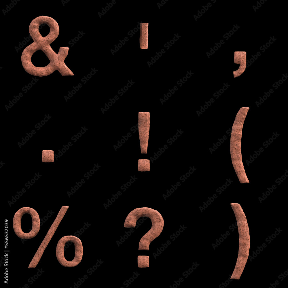 3D Render Set of Roof Tile Alphabet - Font including Letters, Numbers ...