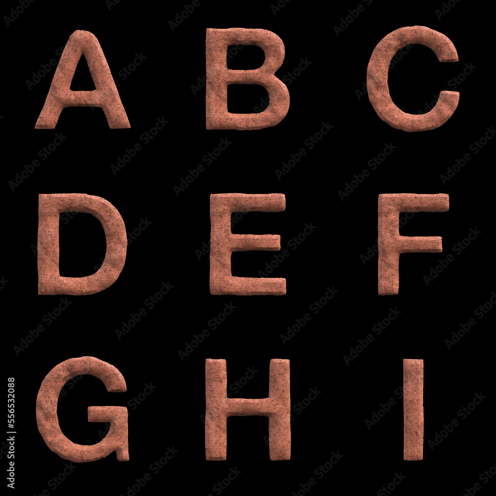 3D Render Set of Roof Tile Alphabet - Font including Letters, Numbers ...