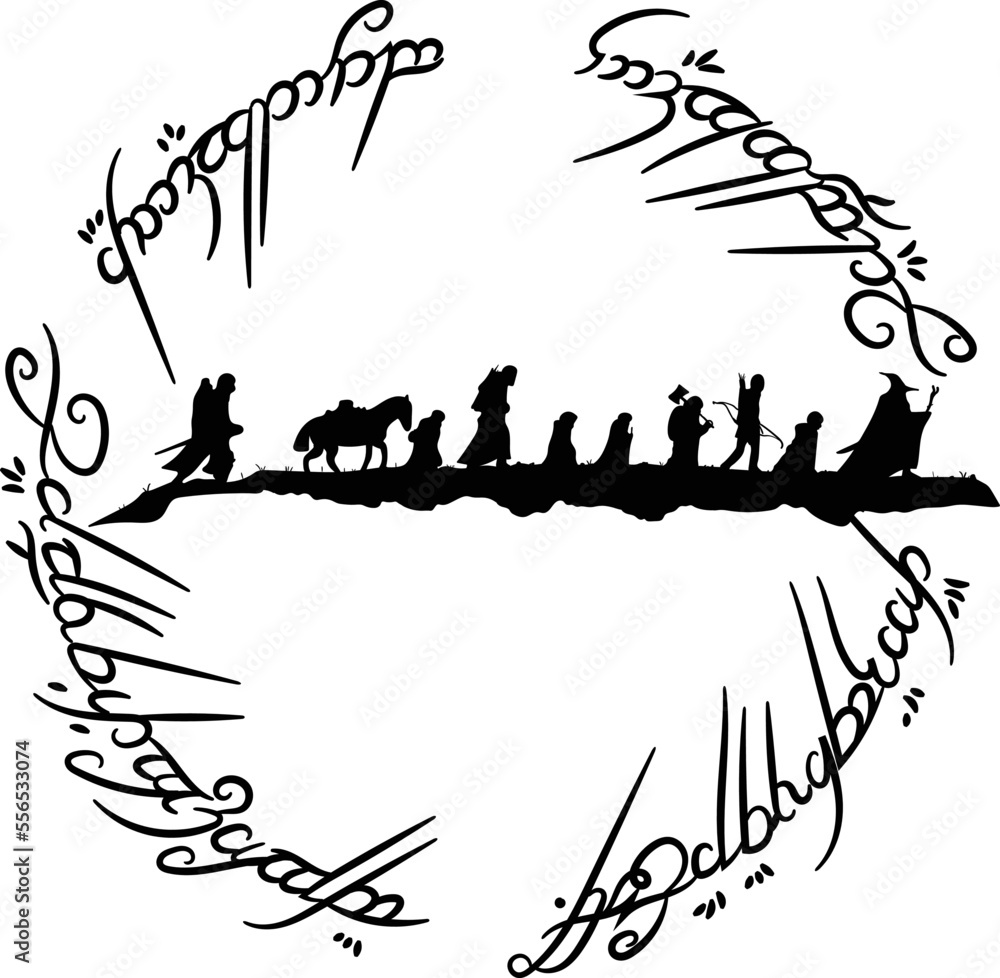 Lord of the rings - fellowship of the ring vector Stock Vector | Adobe Stock