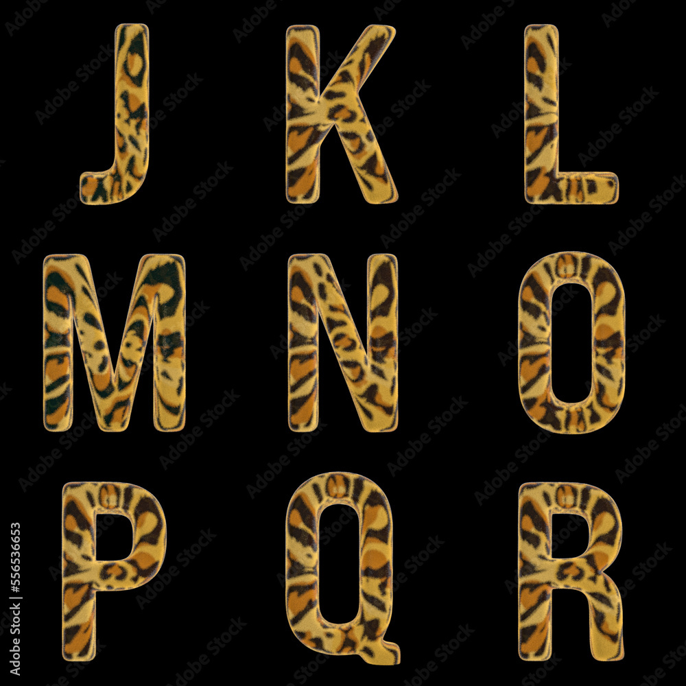 3D Render Set of Tiger Alphabet - Font including Letters, Numbers and ...