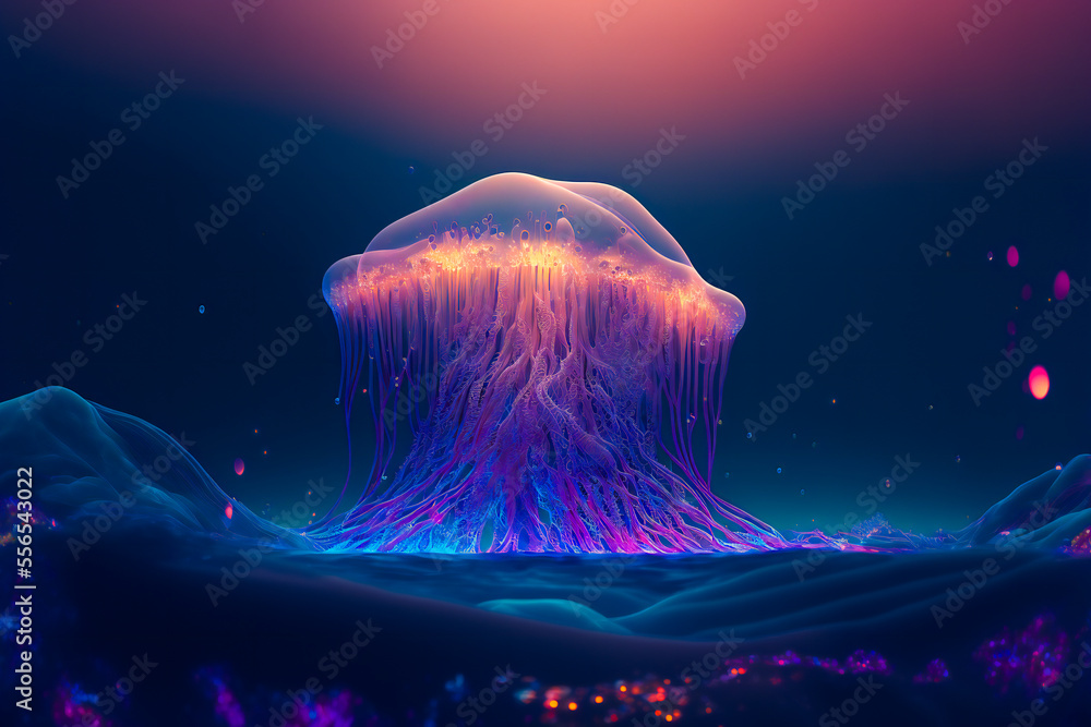 Jellyfish Dancing in the Space. Fantastic Wallpaper Background. Image ...