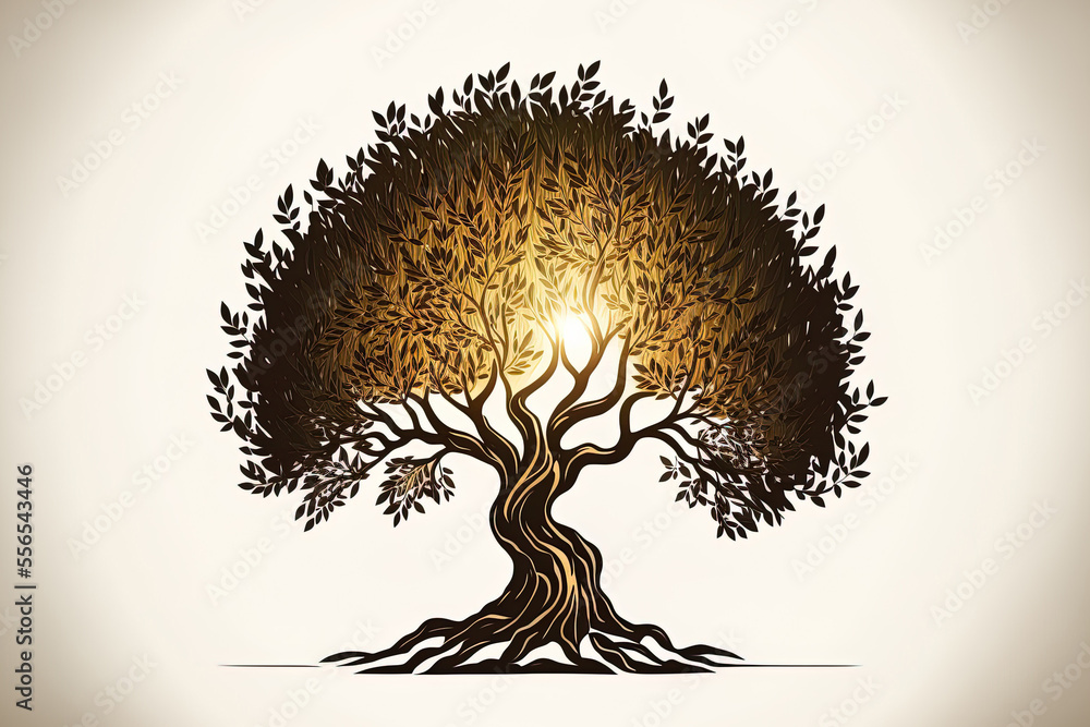 elegant symbol of an olive tree. idea for a tree logo. Illustration of ...