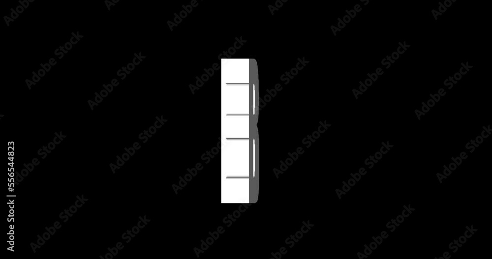 3D white B-capital alphabet rotating loop motion graphic animation on a ...