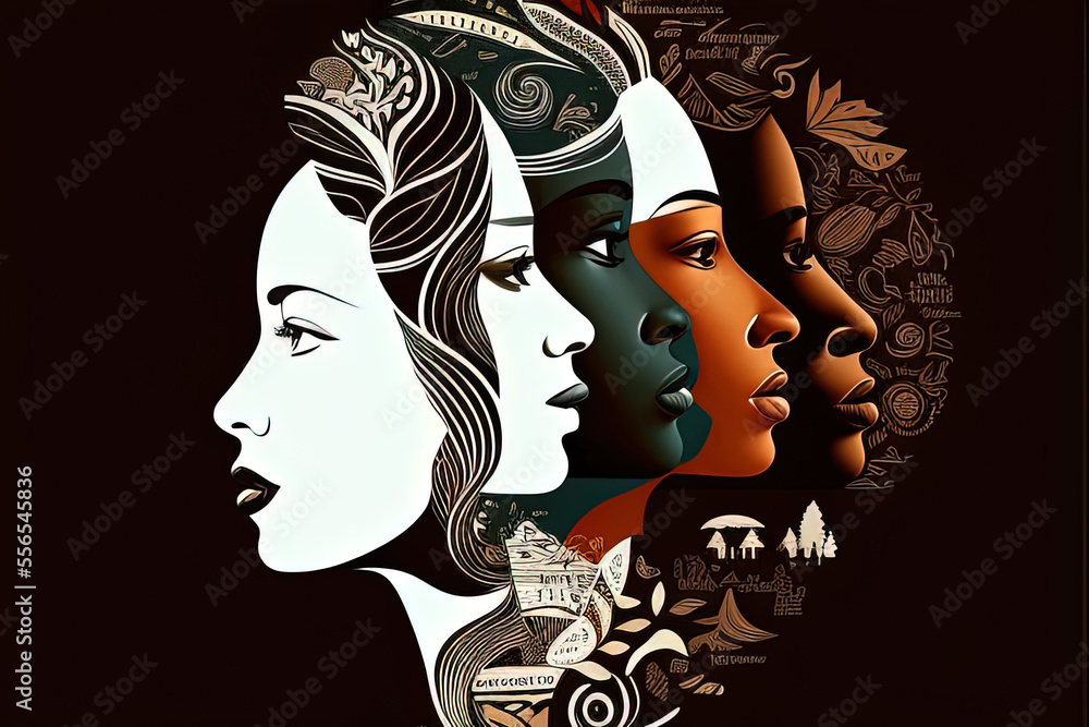 illustration of African-American faces and black ethnicities in ...