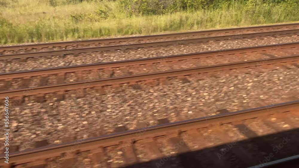 Stockvideon railroad tracks in two directions. A close-up view of a ...