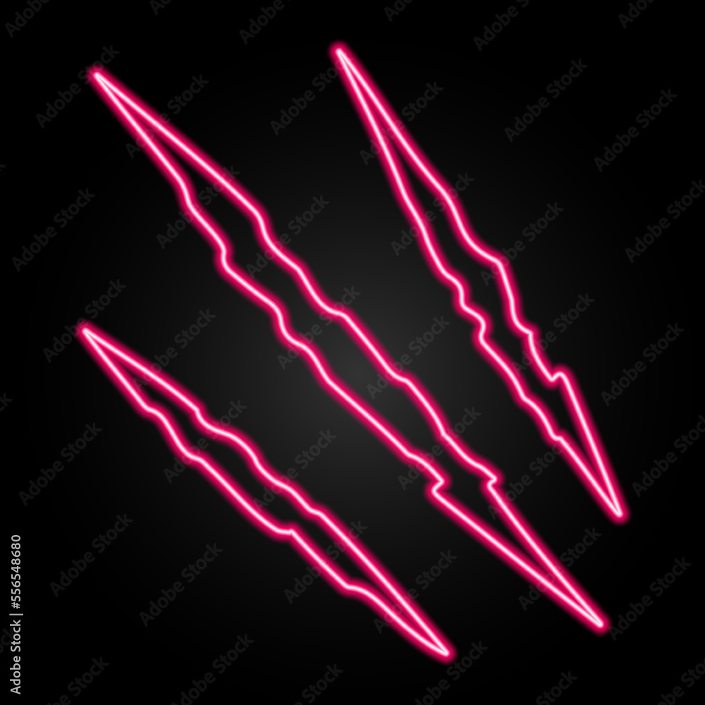 bloody scratches neon sign, modern glowing banner design, colorful ...