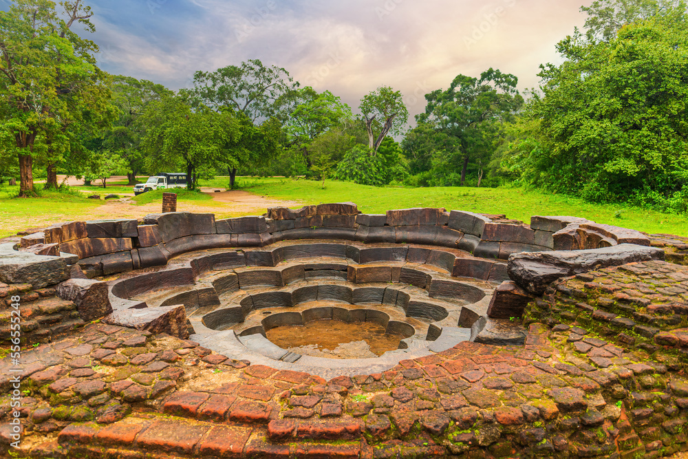 Nelum Pokuna or Lotus Pond at Polonnaruwa ancient city, Sri Lanka Stock ...