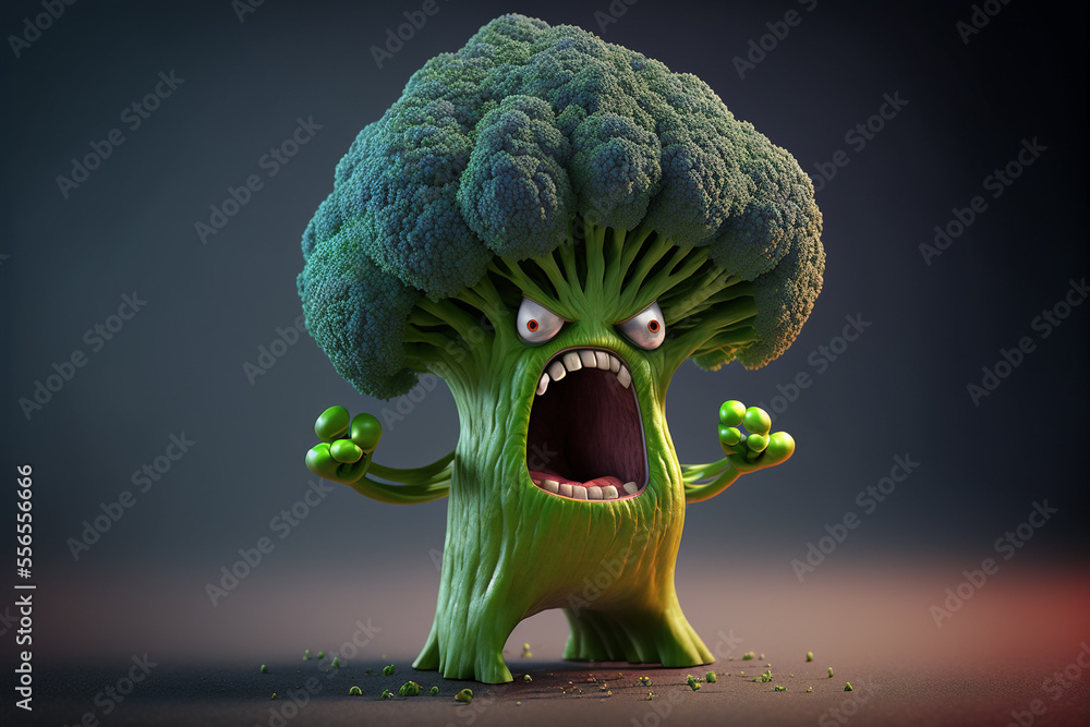 the character is evil broccoli, created by a neural network, Generative ...
