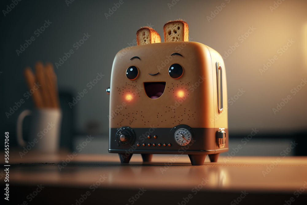 The character is a cheerful toaster, created by a neural network ...