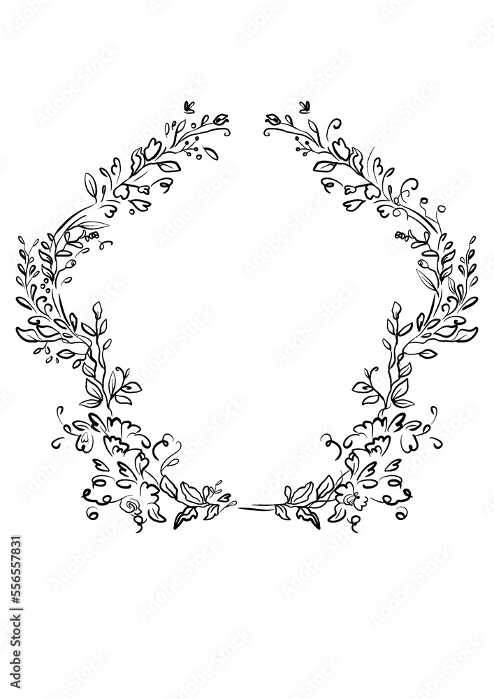 Vintage bridal wedding line art frame on the white isolated background ...