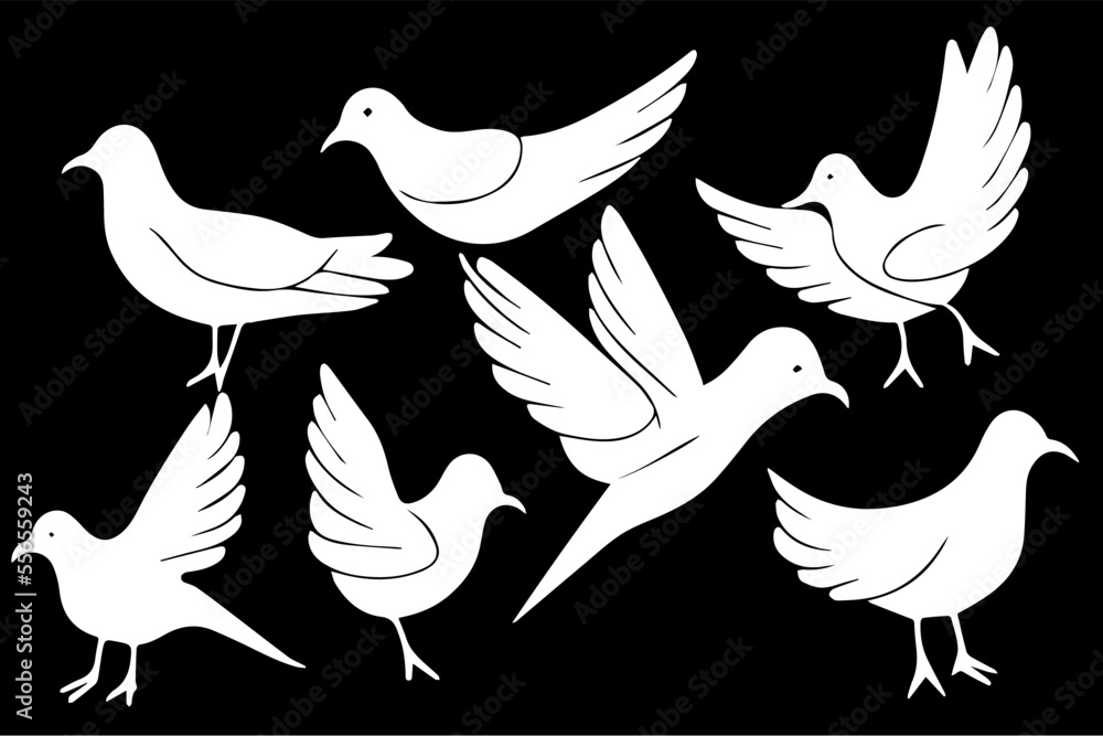 Dove Vector Set, Dove Illustration Set, Dove Vectors Stock Vector ...