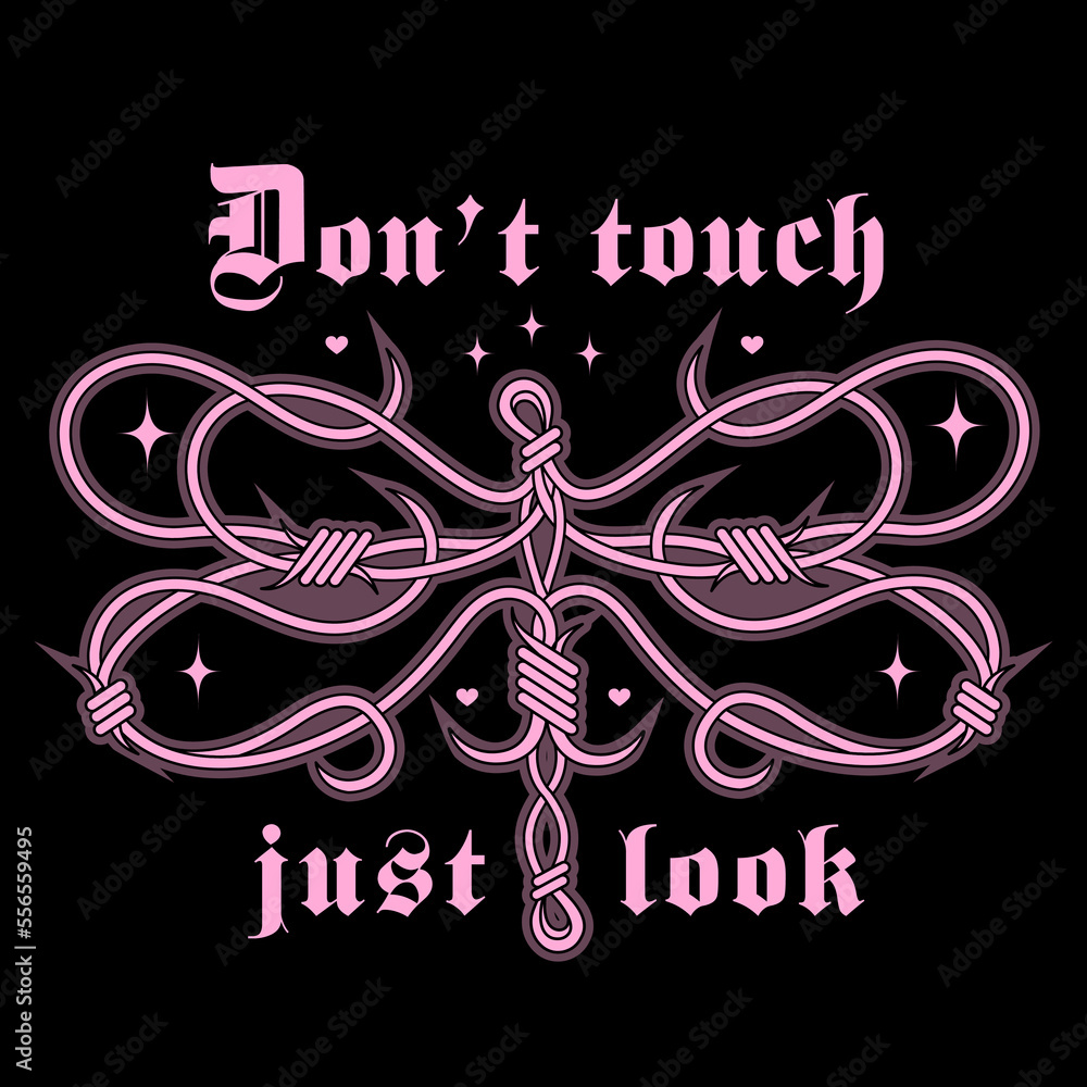 Emo gothic barbed wire dragonfly, weird black and pink concept ...
