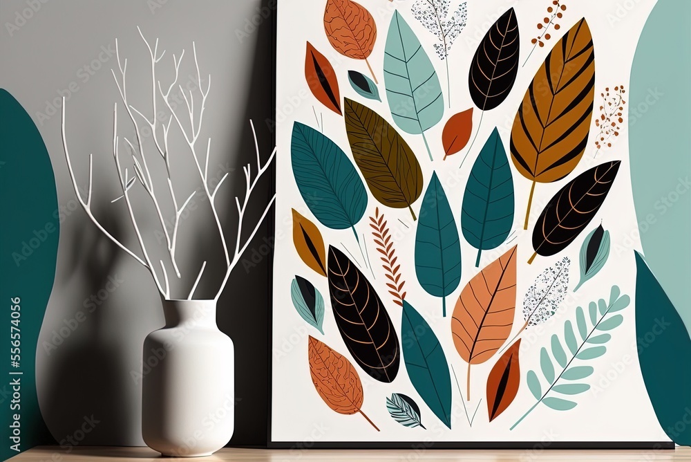 Bohemian poster with a hand drawn abstract design of mid century modern ...