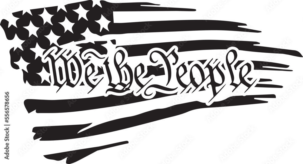 Distressed Waving Flag We The People Preamble Text Stock Vector | Adobe ...