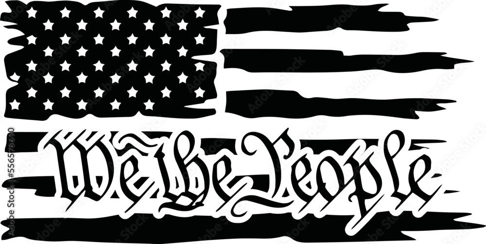 Distressed Flag We The People Preamble Text Stock Vector | Adobe Stock