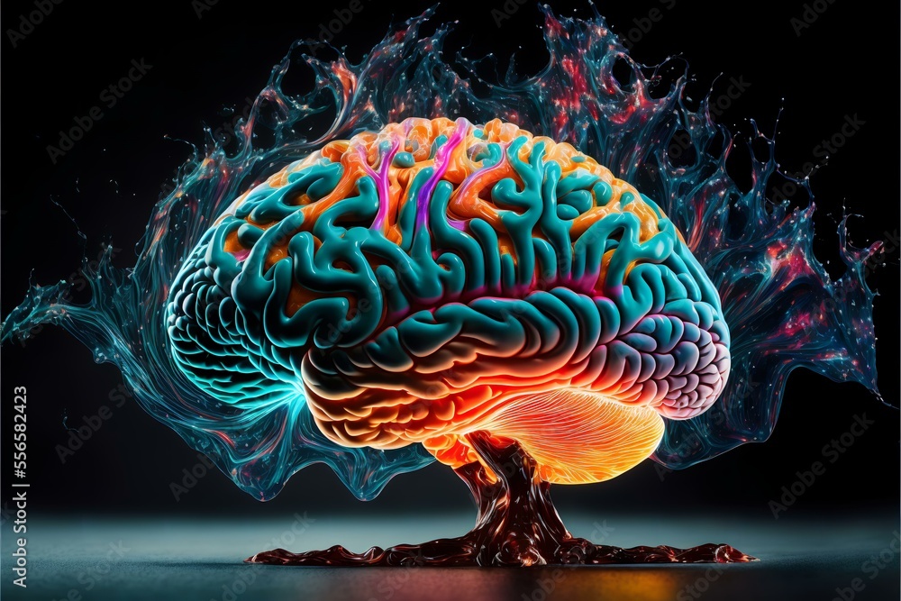 brain with psychic waves emanating from it (AI Generated) Stock ...