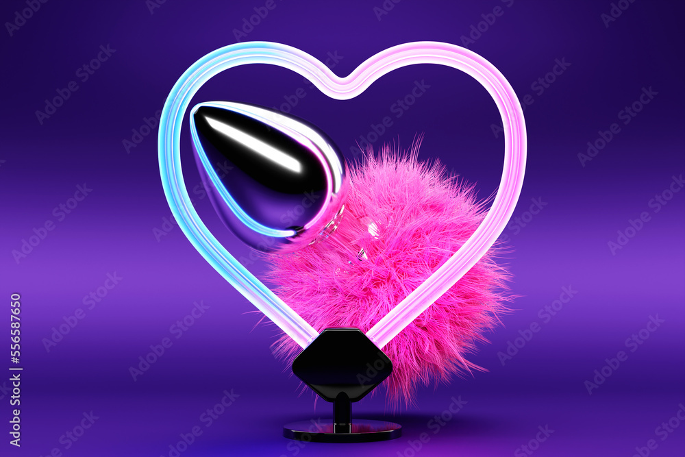 Adult toys, pink butt anal plug with heart sign for decoration and ...