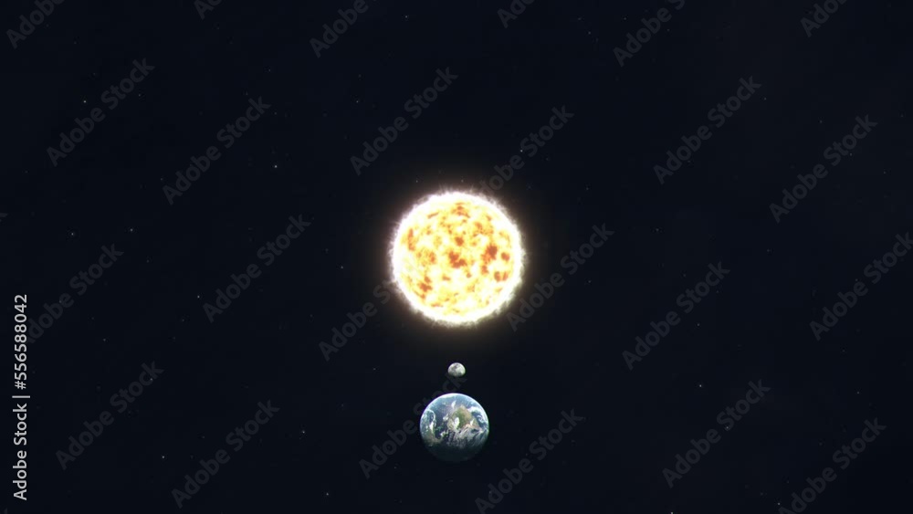 Simplified Animation of the Moon Rotating Around Earth and Earth ...