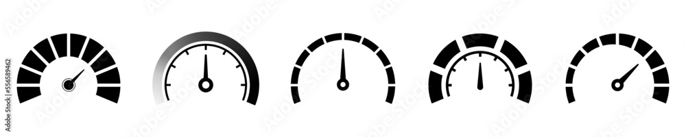 Conjunto de iconos de velocímetro de tablero. Tacómetro. Indicador de ...