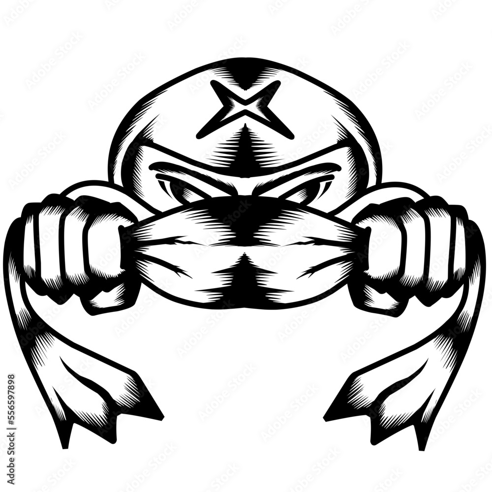 Ninja illustration vector graphics. Ninja minimalist style isolated on ...