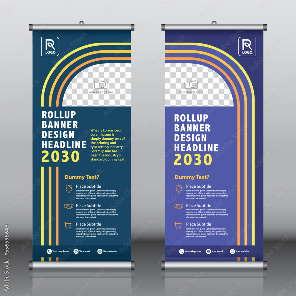 Roll up banner design template vector, abstract background, modern x ...