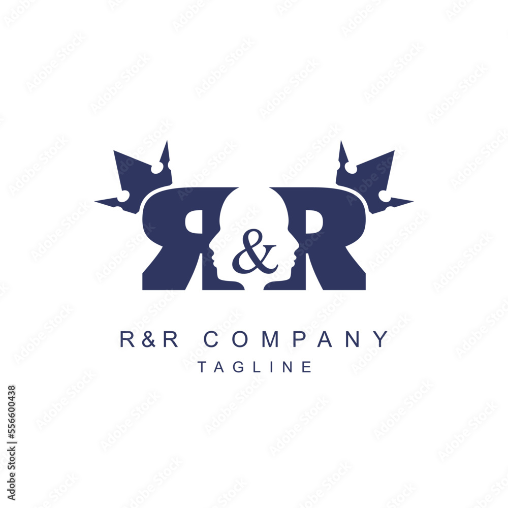 Royal luxury logo with R letter silhouette. Medieval king profile ...