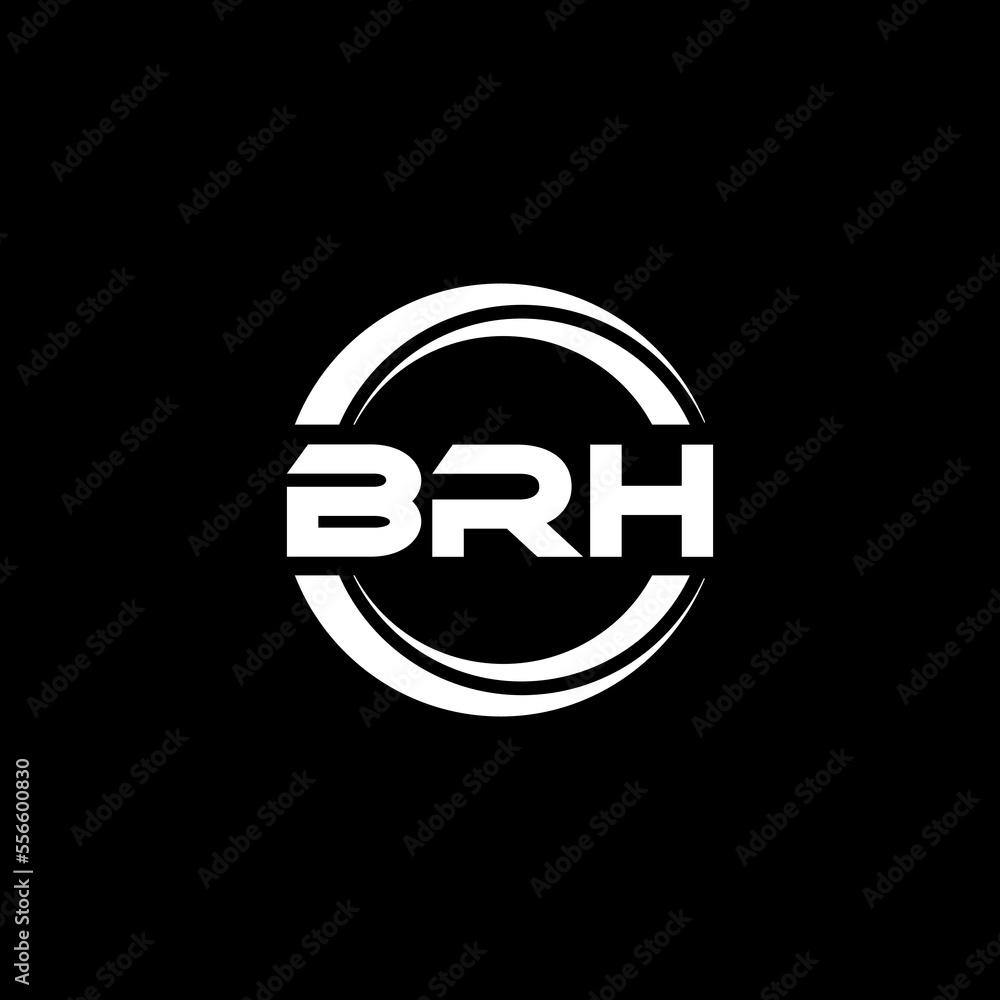 BRH letter logo design with black background in illustrator, cube logo ...