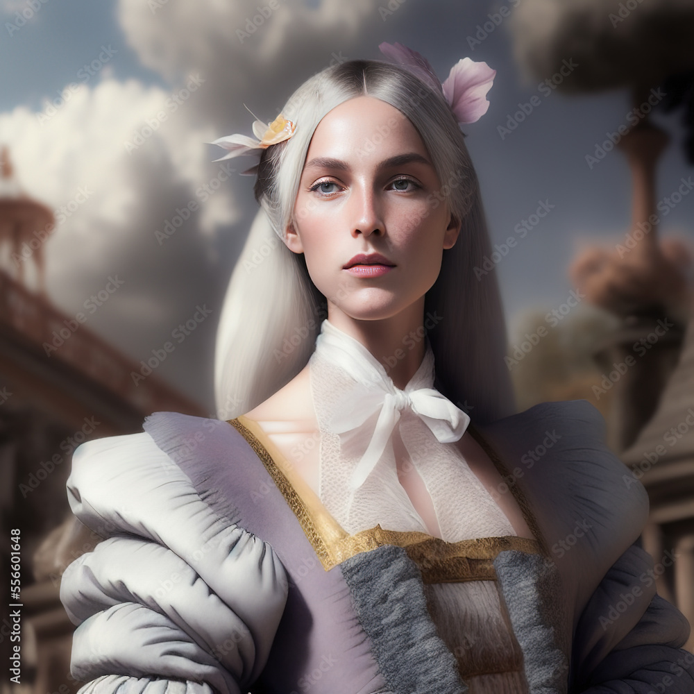 Fashion Portrait in a haute couture style. Created with AI, artificial ...
