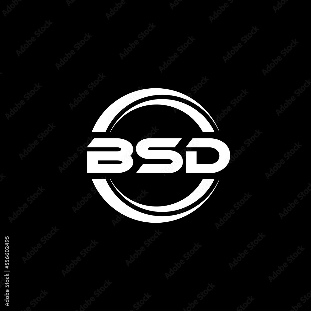 BSD letter logo design with black background in illustrator, cube logo ...